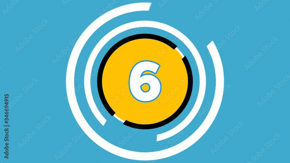 Simple cartoon countdown from 10 to 1. with a rotating circle frame ...