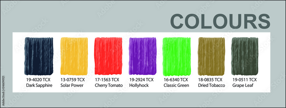 2020 color trends, full palette with swatches. Set color for fashion ...