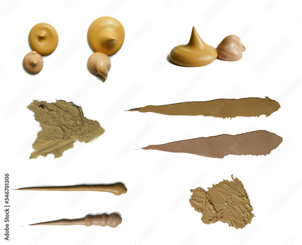 cream drop top view,side view ,smear ,squeeze of cosmetic products on ...