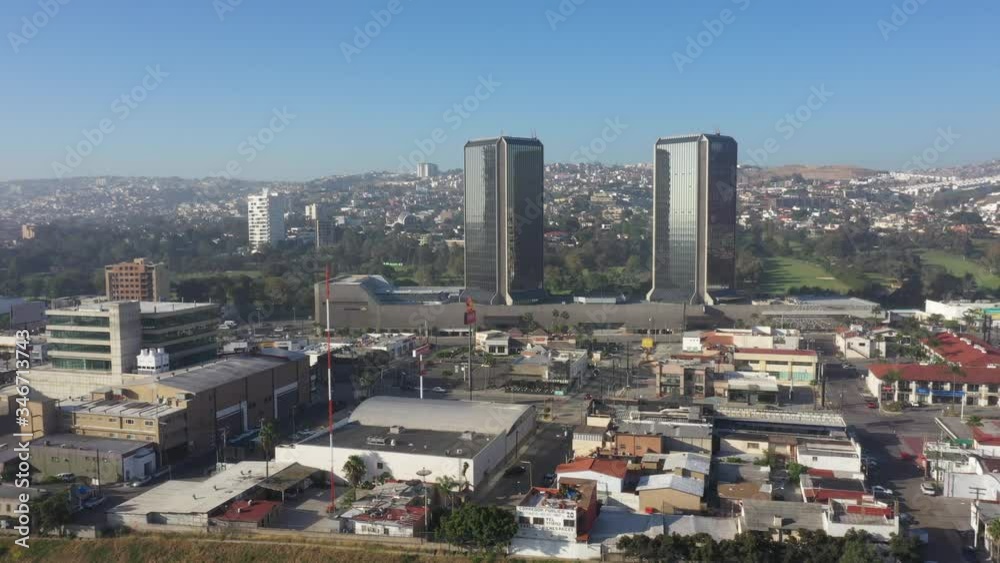 Grand hotel tijuana, wide view from the luxury hotel twin towers behind ...