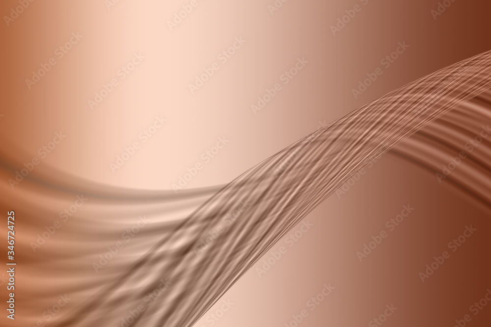 Abstract rose gold color glowing design, gradient curve line wrap shape ...