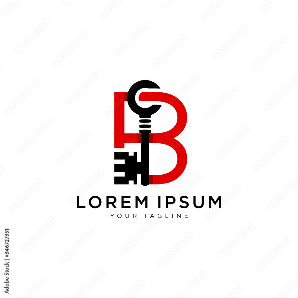Initial letter B Key logo Concept, Key with Letter B, Vector Logo ...