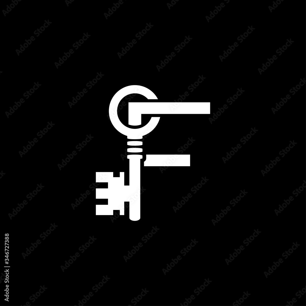 Initial letter F Key logo Concept, Key with Letter F, Vector Logo ...