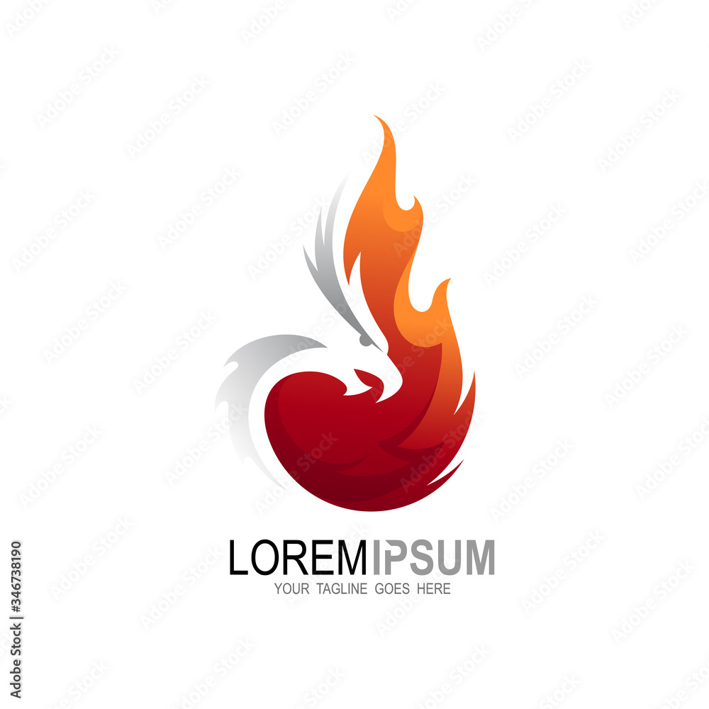 Eagle logo with fire icon, Phoenix logo template, Fire-bird, Eagle logo ...