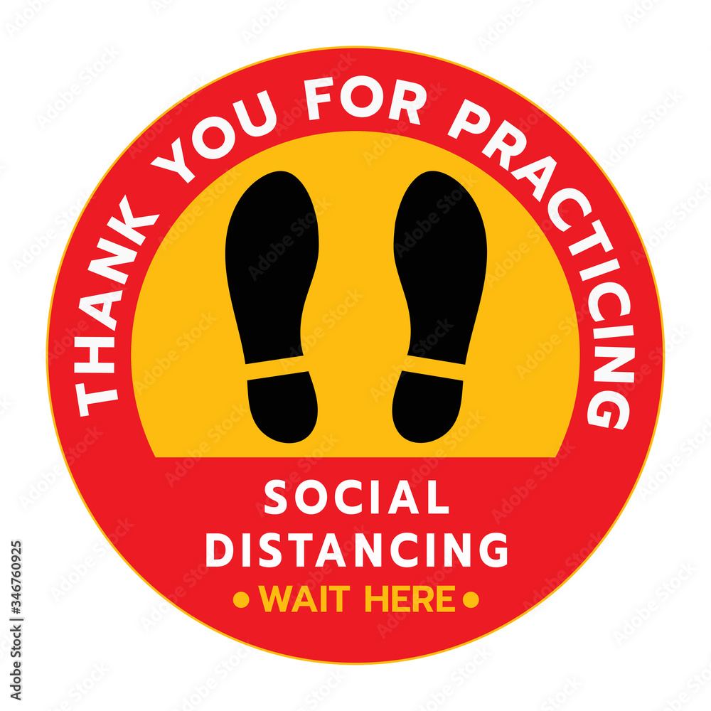 Thanks For Practicing Social Distancing Floor sticker Sign Stock Vector ...