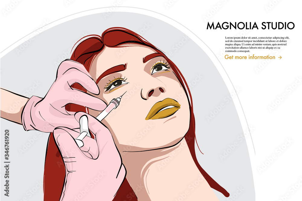 Woman on beauty injection, hyaluronic acid, lips filler, vitamin ...