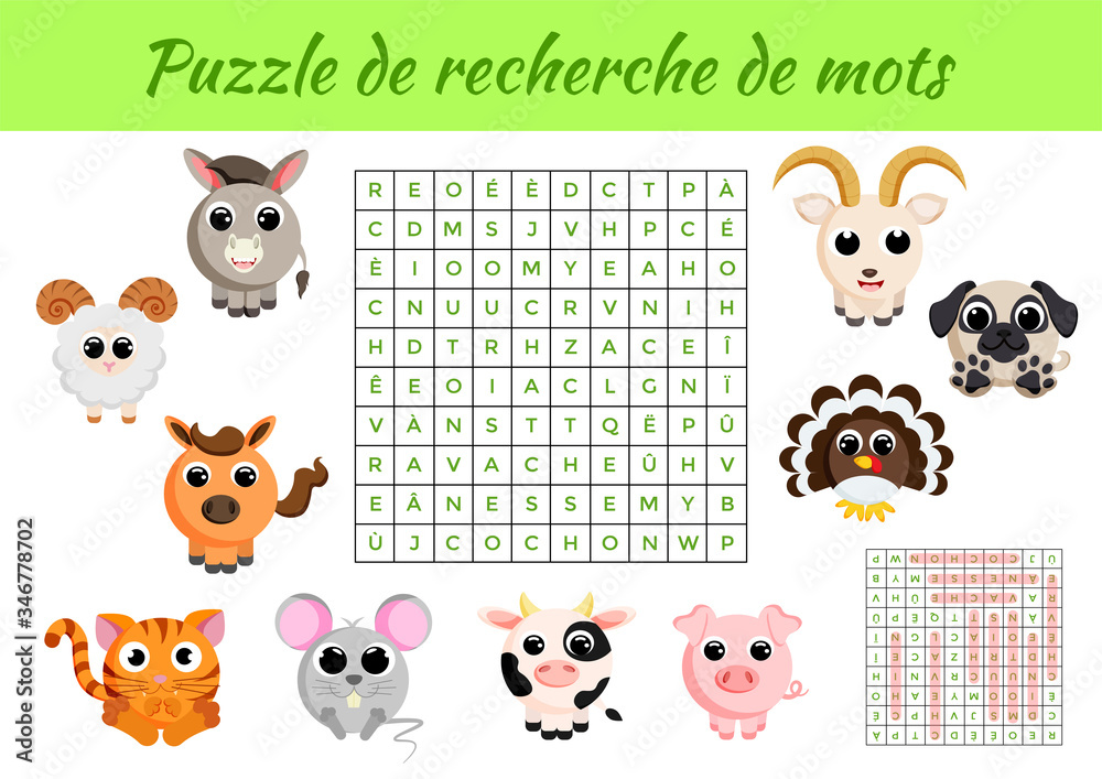 Puzzle de recherche de mots - Word search puzzle with pictures ...