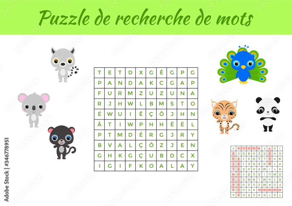 Puzzle de recherche de mots - Word search puzzle with pictures ...