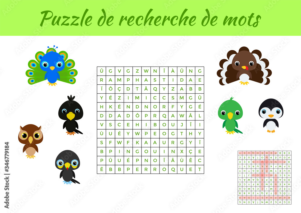 Puzzle de recherche de mots - Word search puzzle with pictures ...