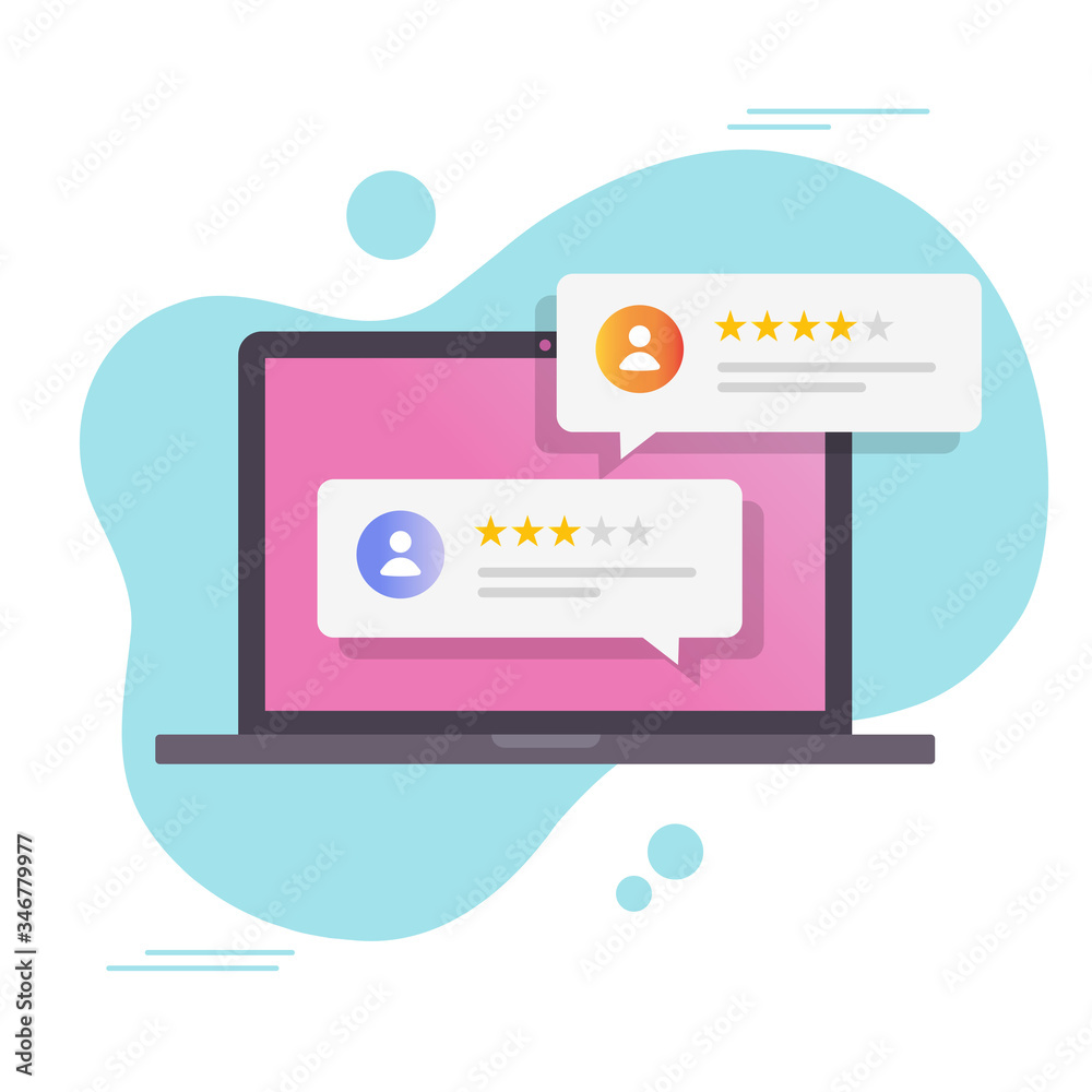 Review rating online on computer or customer feedback testimonials on ...