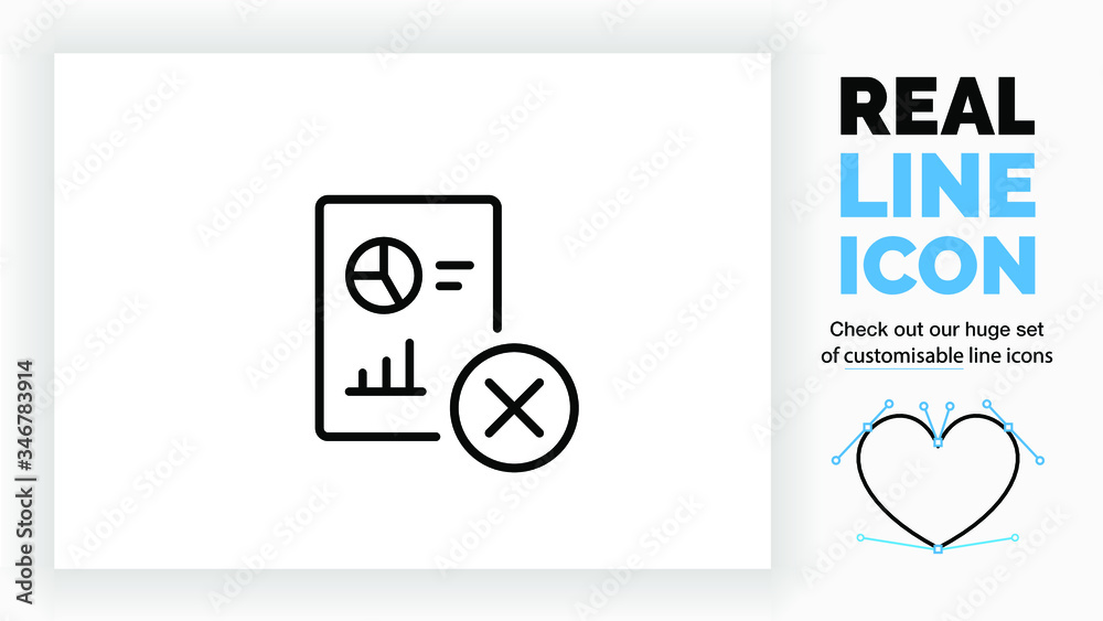 Editable line icon of a data set with a negative outcome, part of a ...