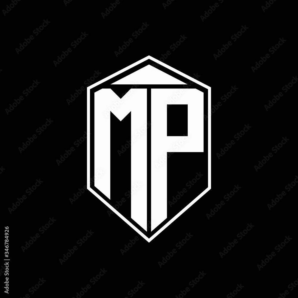 mp logo monogram with emblem shape combination tringle on top design ...