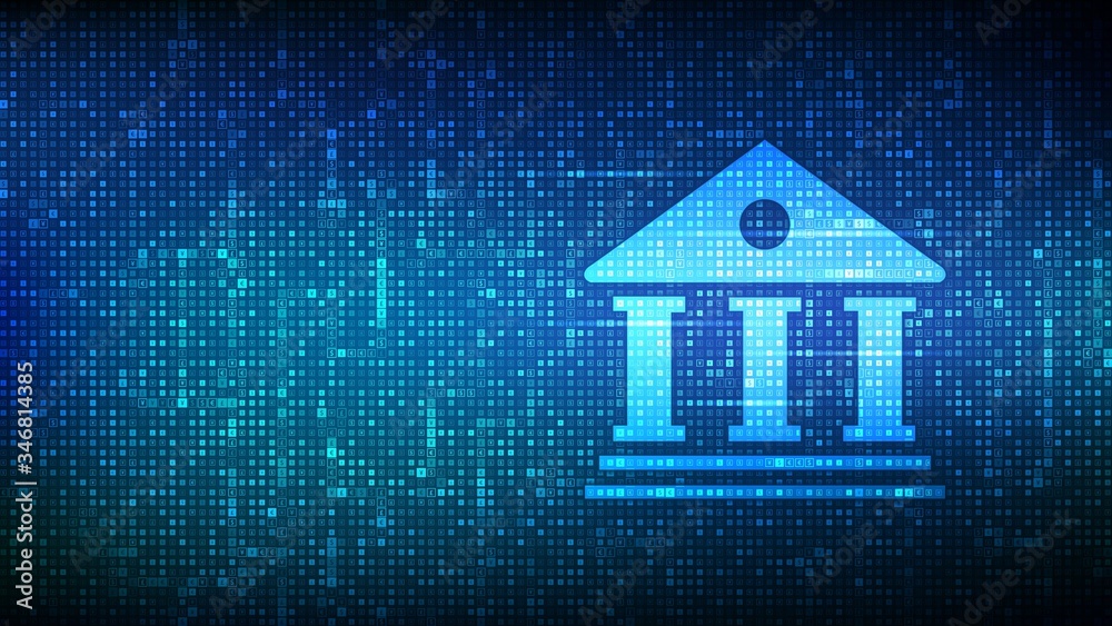 Banking service background. Bank building icon made with currency ...