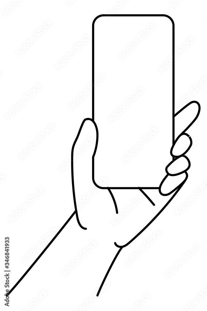 Hand holding a phone in vertical position. Blank screen smartphone for ...