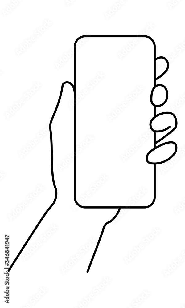 Hand holding a phone in vertical position. Blank screen smartphone for ...
