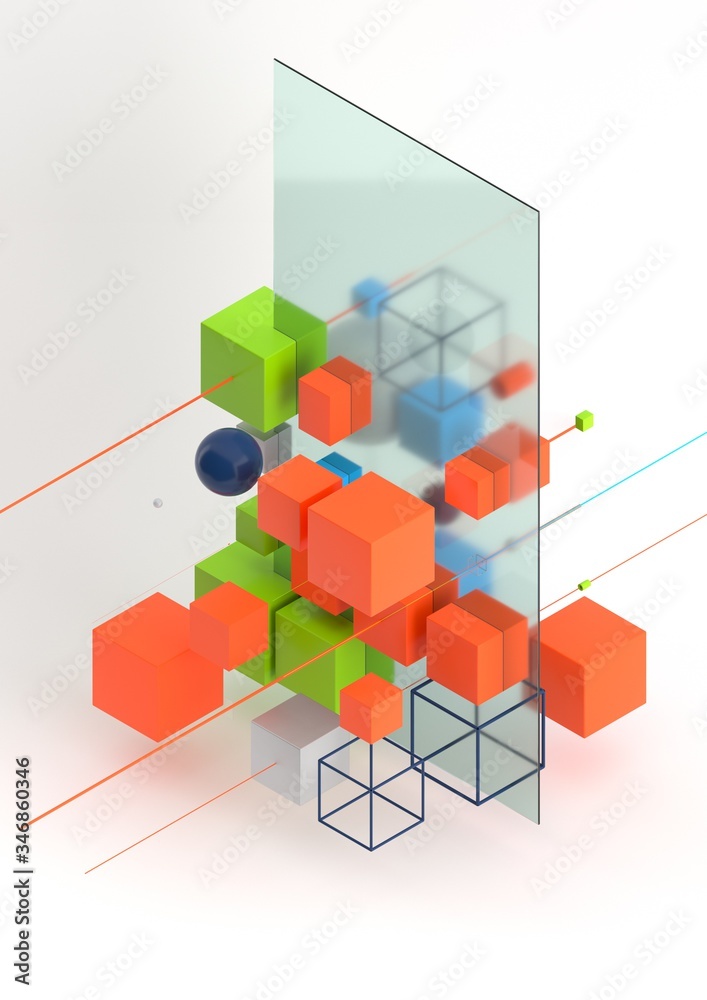 Abstract 3d render visualization background, template modern ...