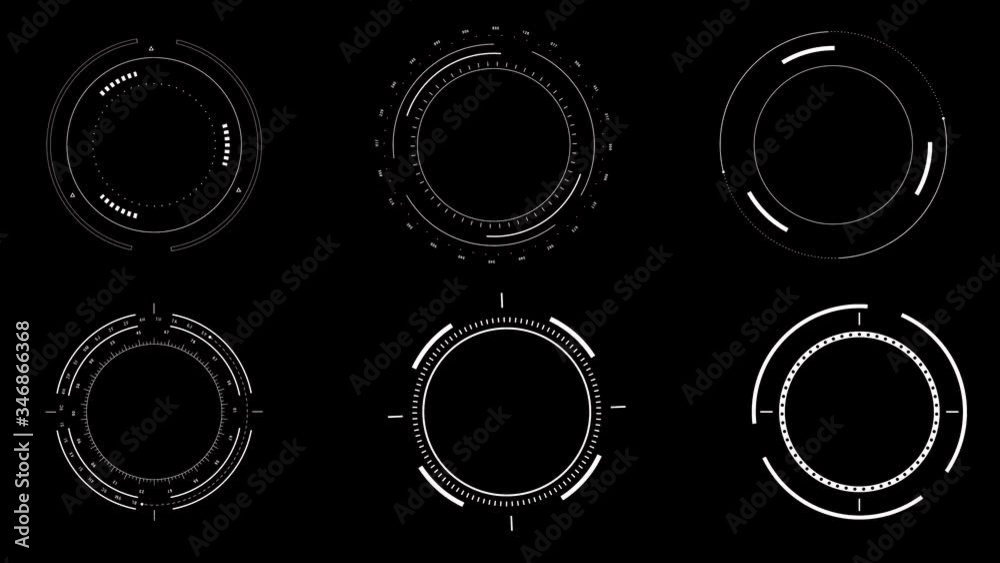 PNG Alpha. Six HUD circle elements 10 sec looping animation..HUD ...