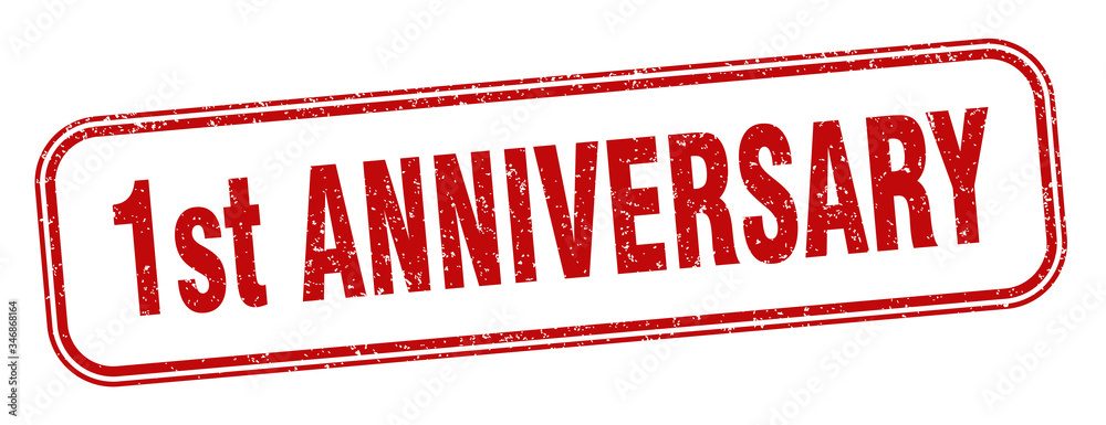 1st anniversary stamp. 1st anniversary square grunge sign. label Stock ...