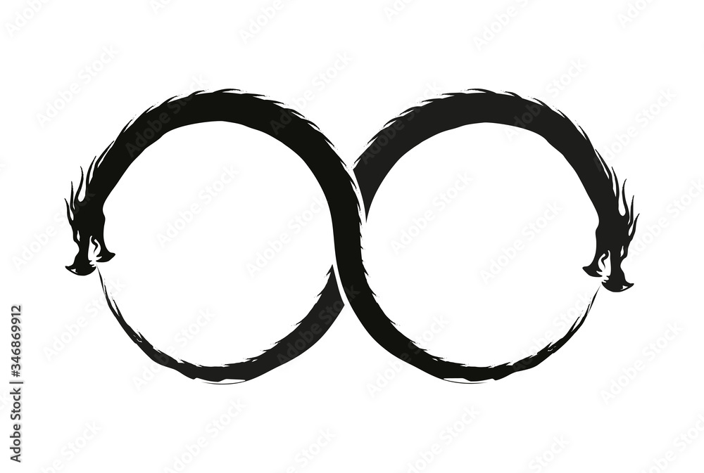 Double Dragon Infinity Symbol black Stock Vector | Adobe Stock