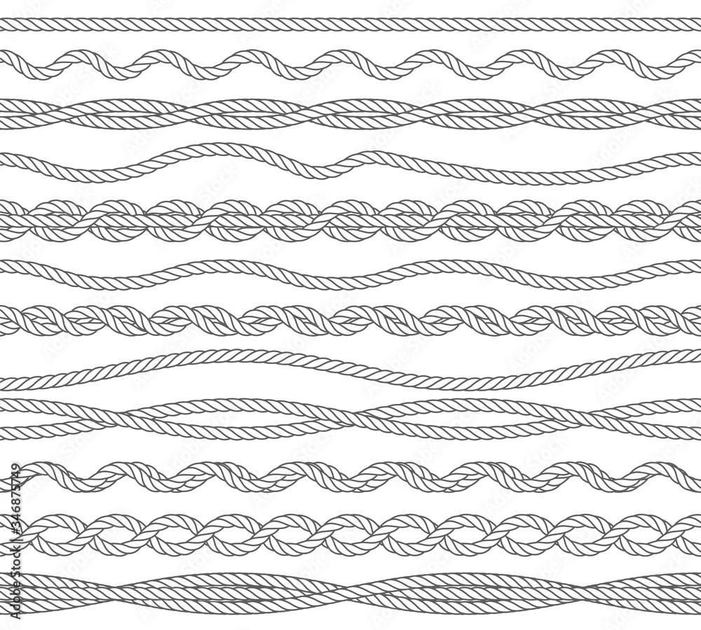 Nautical ropes monochrome outline vector illustrations set Stock Vector ...