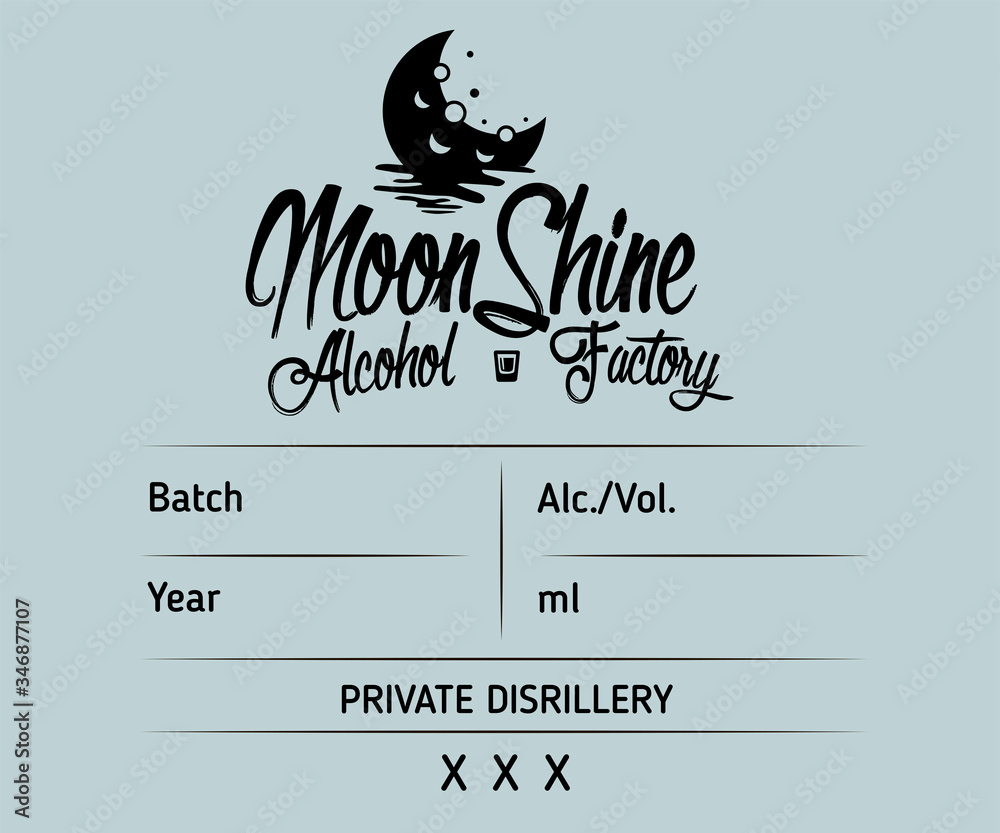 Vintage design of moonshine label with ethnic elements in the style of ...