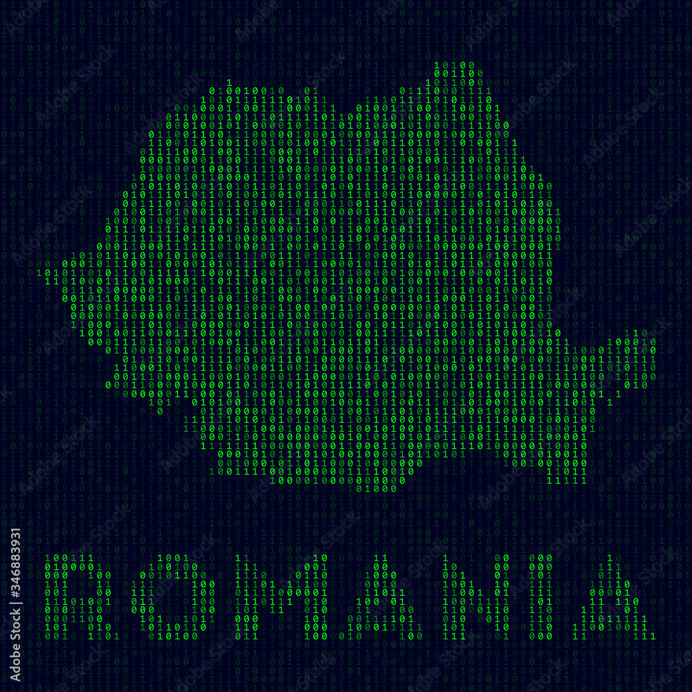 Digital Romania logo. Country symbol in hacker style. Binary code map ...