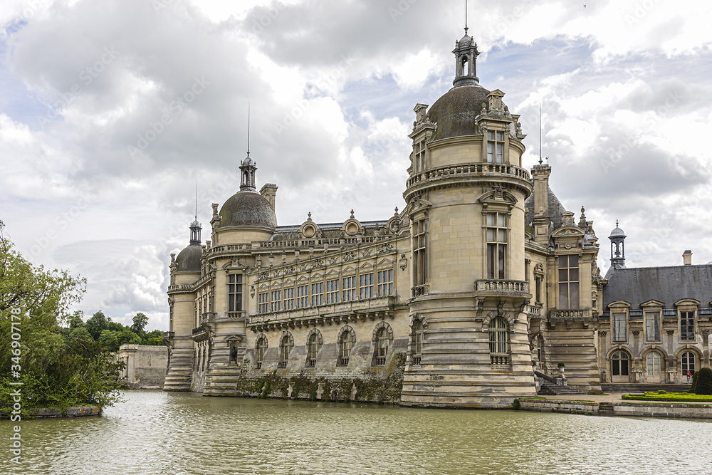 Architectural fragments of northwest facade Chateau de Chantilly ...