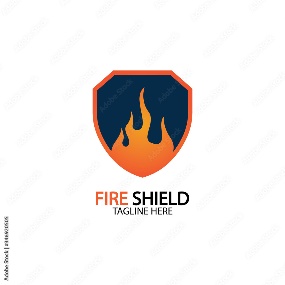 Fire shield logo design element. Fire warning sign shield. Fire flame ...