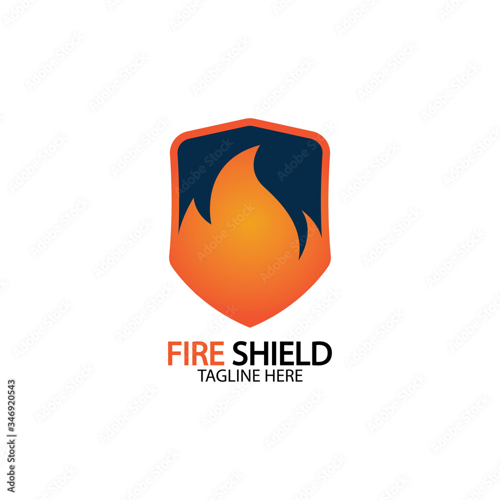 Fire shield logo design element. Fire warning sign shield. Fire flame vector illustration Stock ...