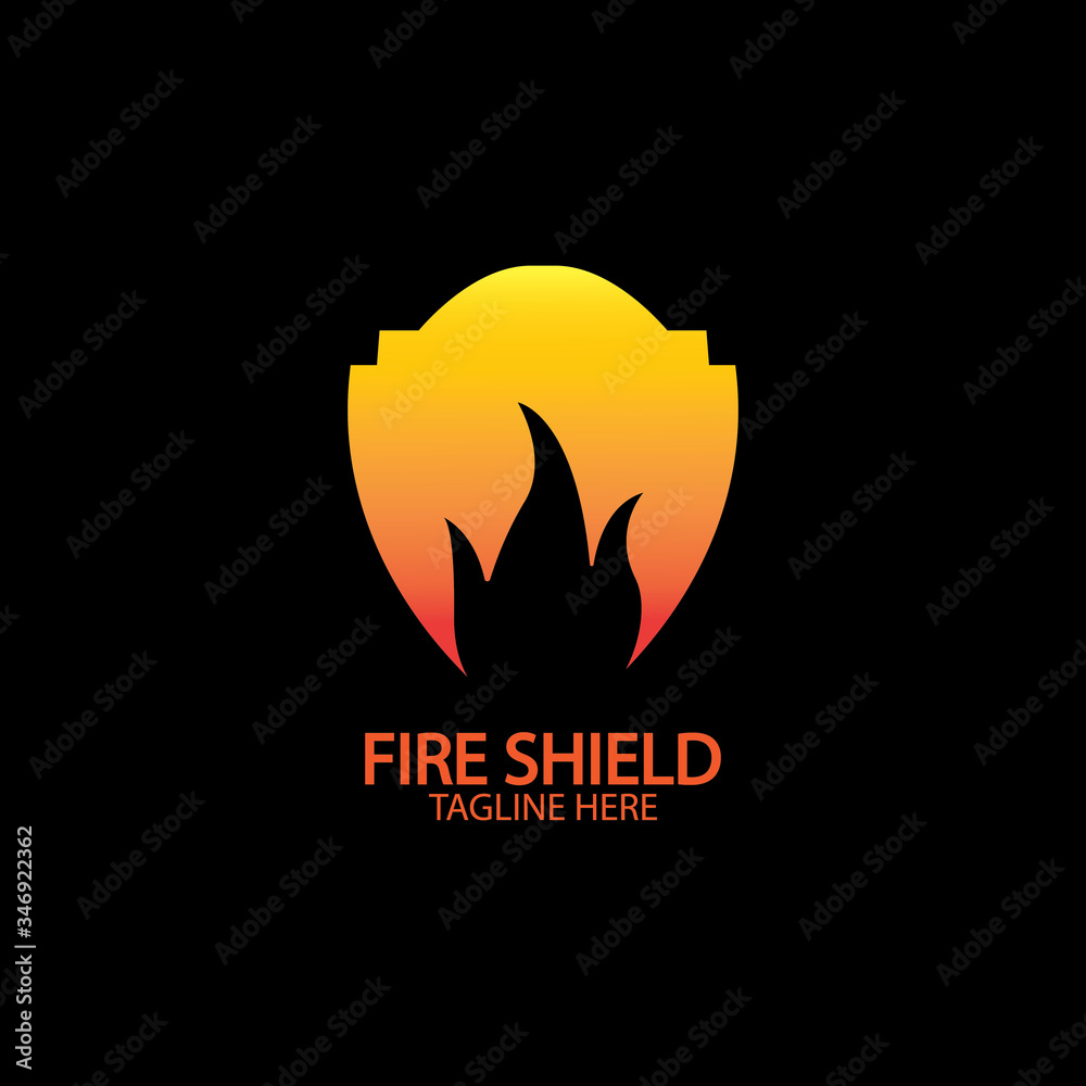 Fire shield logo design element. Fire warning sign shield. Fire flame ...