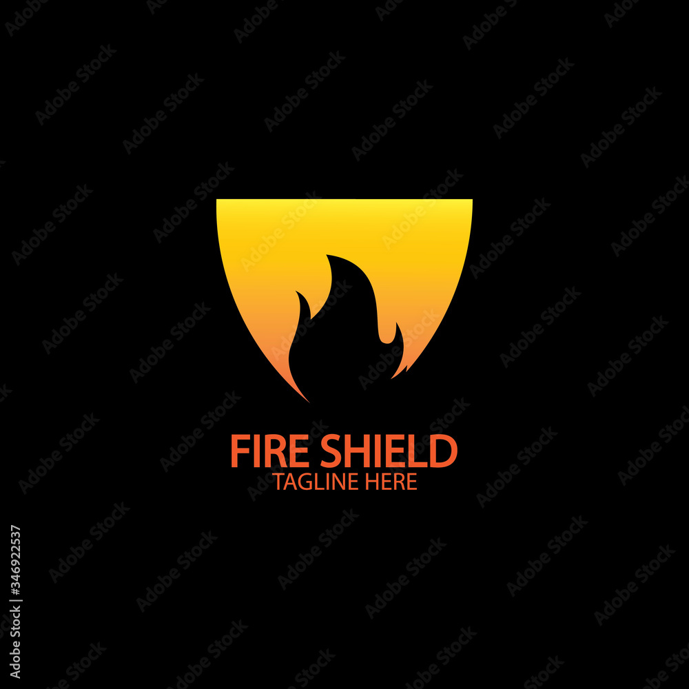 Fire shield logo design element. Fire warning sign shield. Fire flame ...