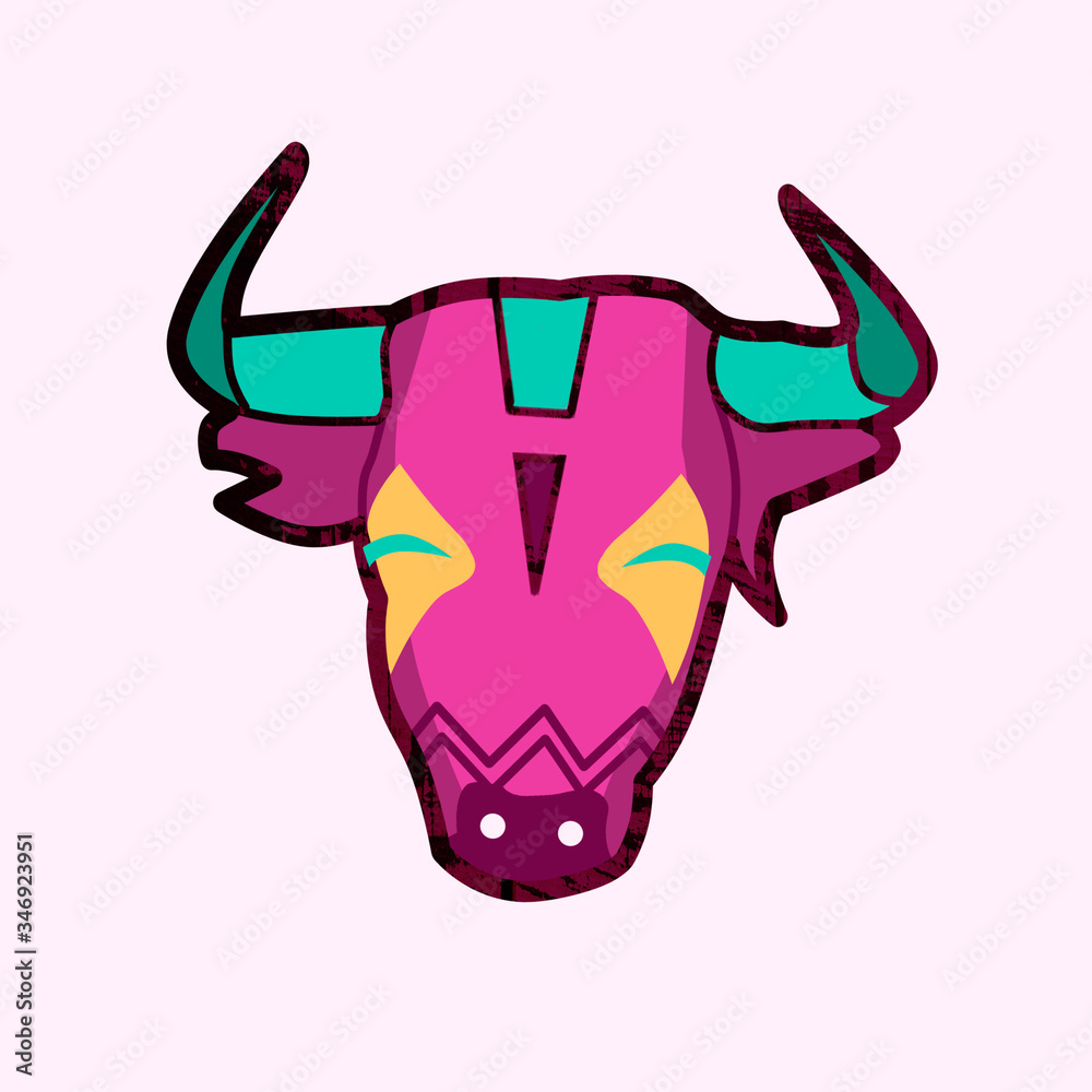 Un diseño de la cabeza de un toro Stock Illustration | Adobe Stock
