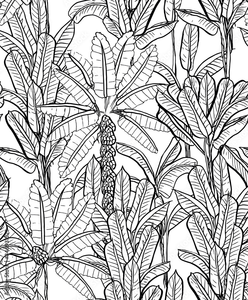 Indian Style Asian Textile Print, Hand Drawn Doodle Drawing Garden with ...