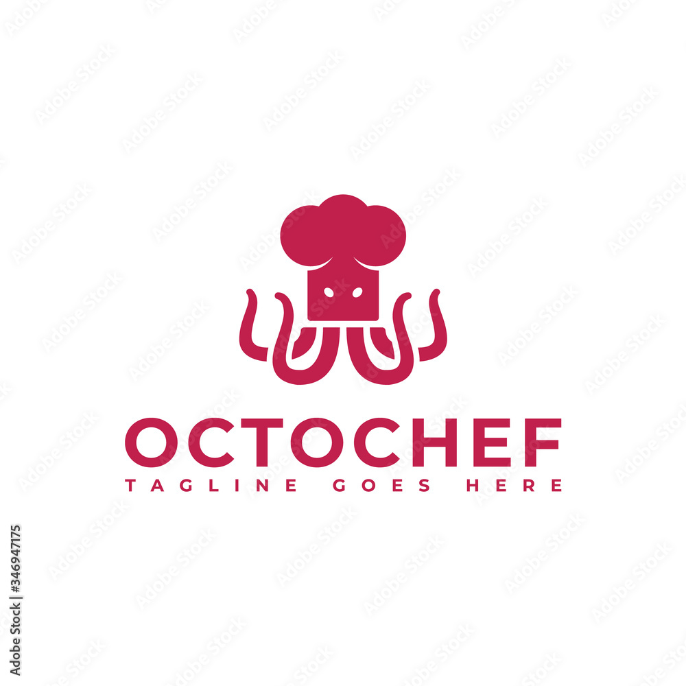 Octopus chef logo design, octopus logo, seafood logo Stock Vector ...