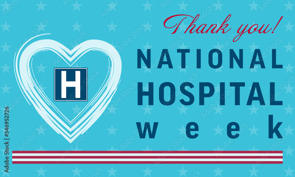 National Hospital Week background, text Thank You! Poster, template ...