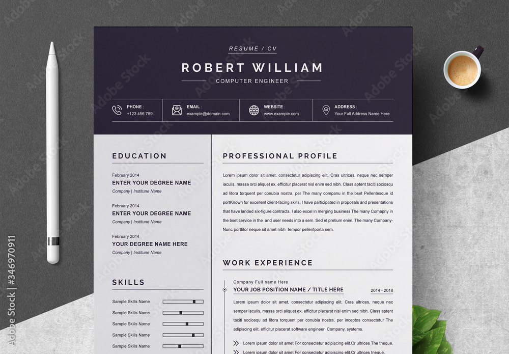 Professional Resume Layout Stock Template | Adobe Stock