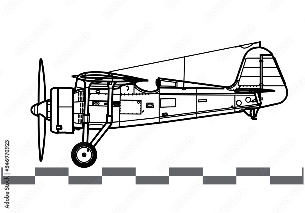 PZL P.11. World War 2 fighter aircraft. Side view. Image for ...