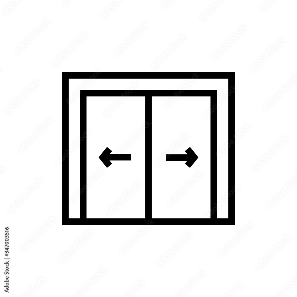 automatic opening door icon, modern entrance door icon in linear style ...