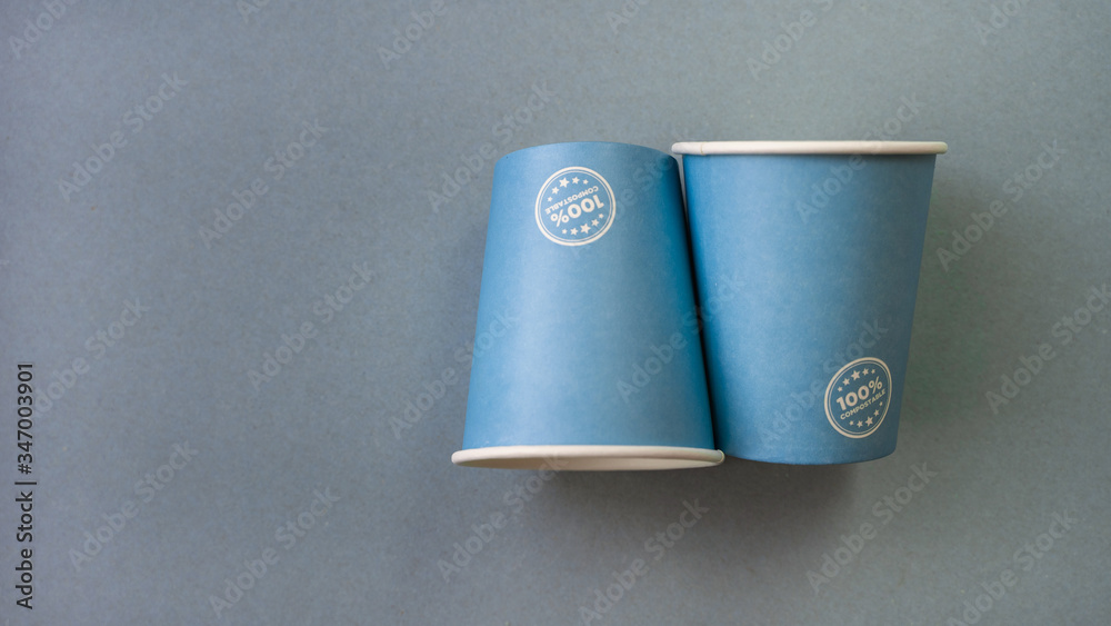 paper cups recyclable with text " 100% compostable" in grey background ...