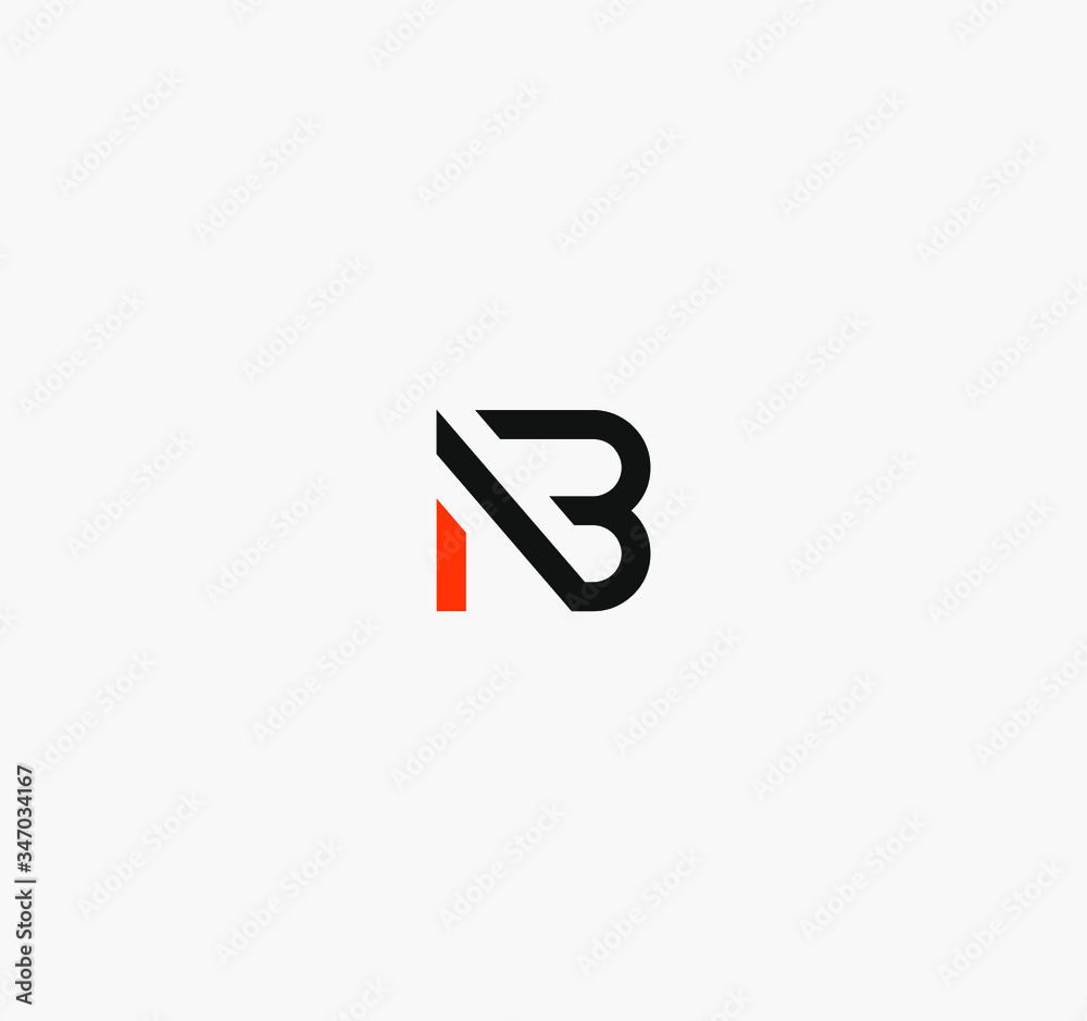 BN or NB letter designs for logo and icons with different colors and ...
