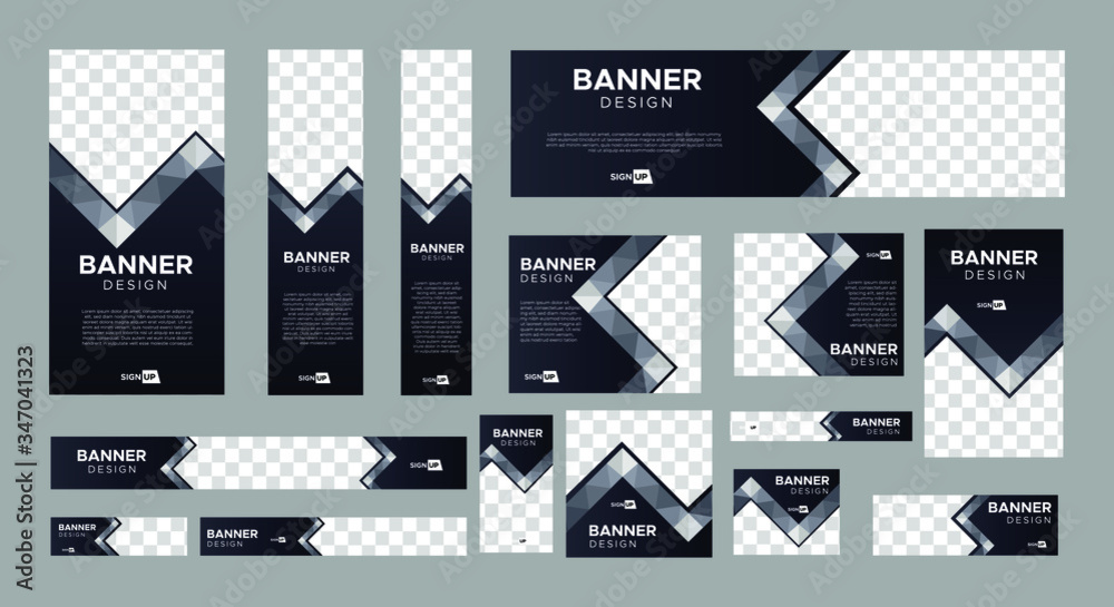 set of creative web banners of standard size with a place for photos ...
