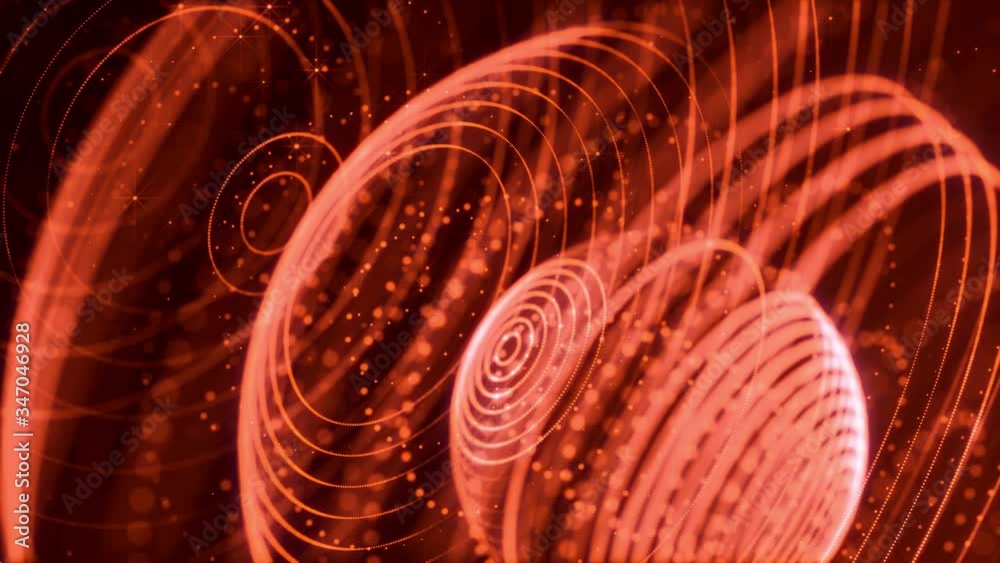 4k looped sci-fi red background with bokeh and light effects. Glow red ...