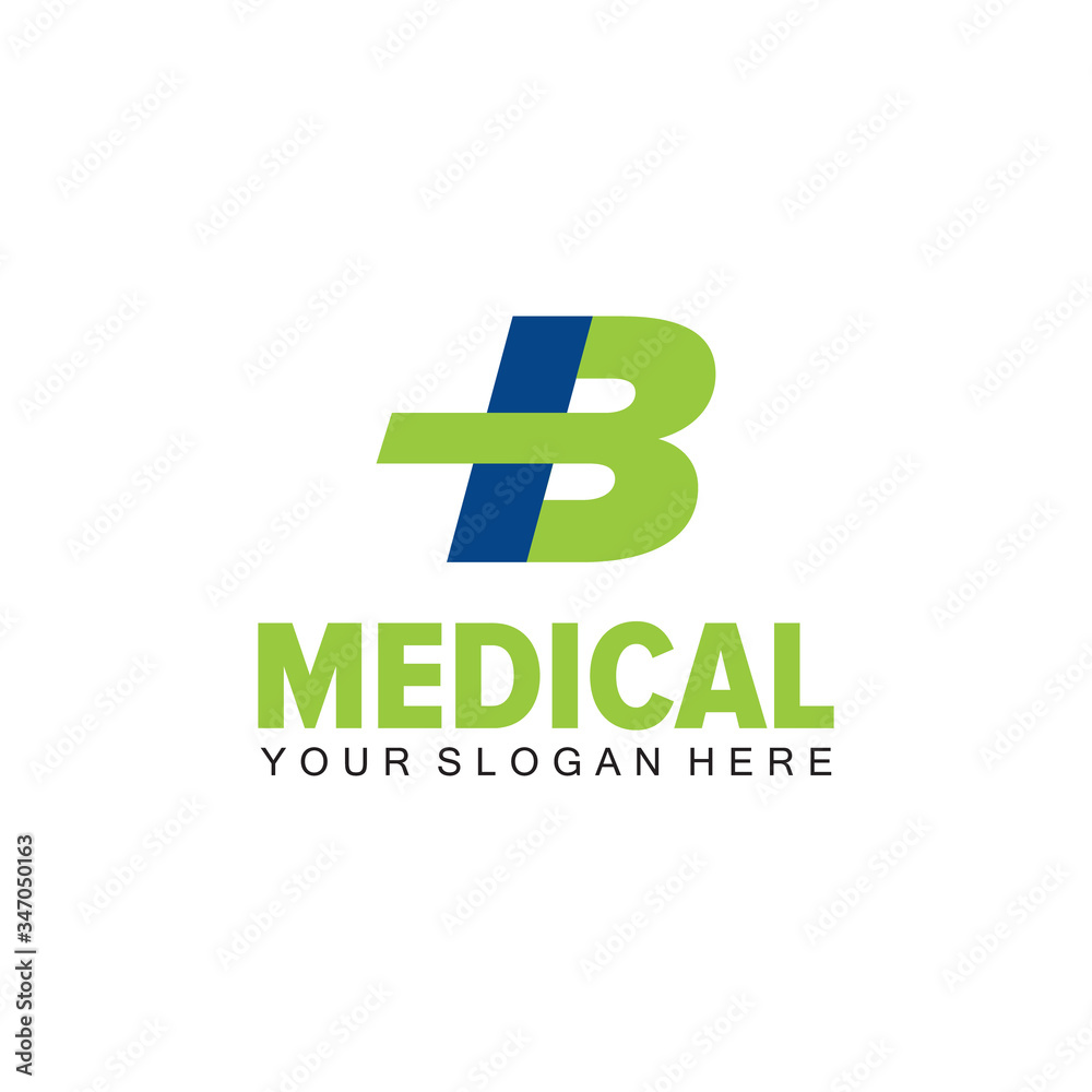 b plus letter line art medical logo. abstract modern creative minimal b ...