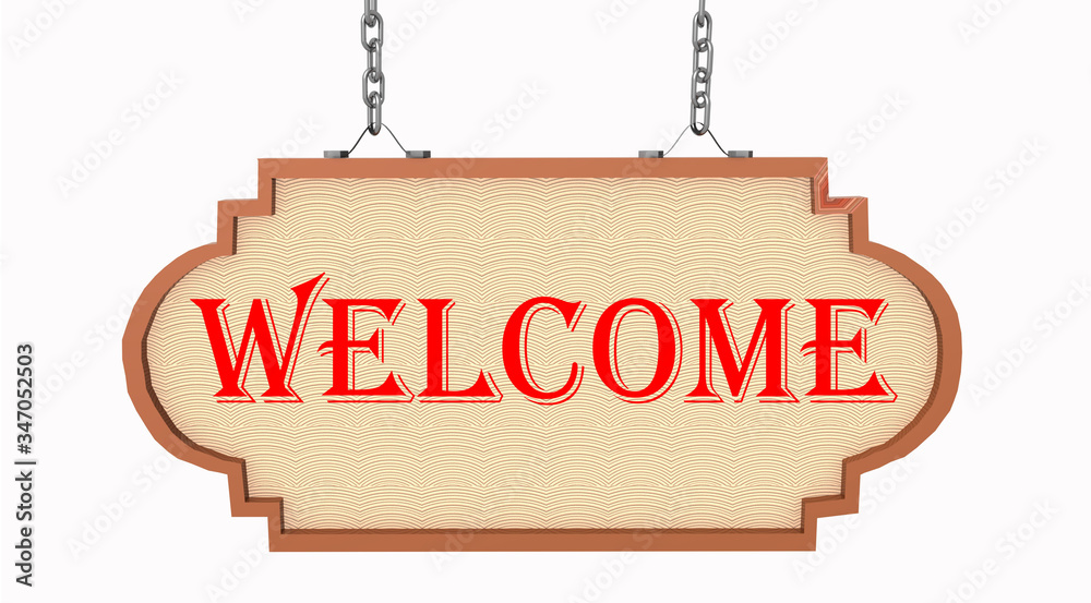 welcome word on retro sign isolated in white background - 3d rendering ...