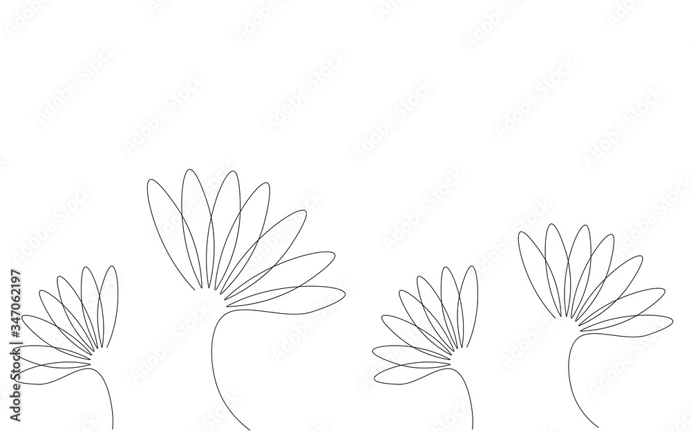 Flowers background. Continuous line drawing. Vector illustration Stock ...