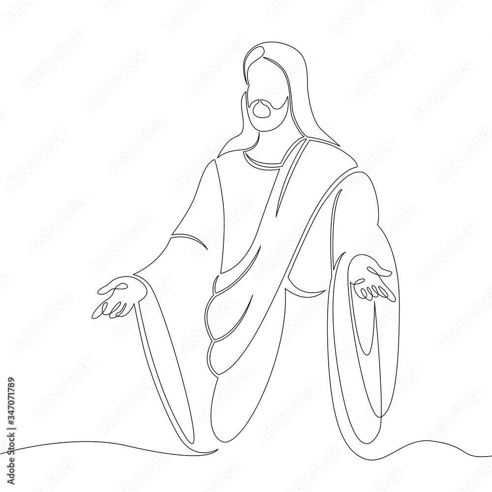 One continuous line drawing minimal hand Jesus Christ Stock ...