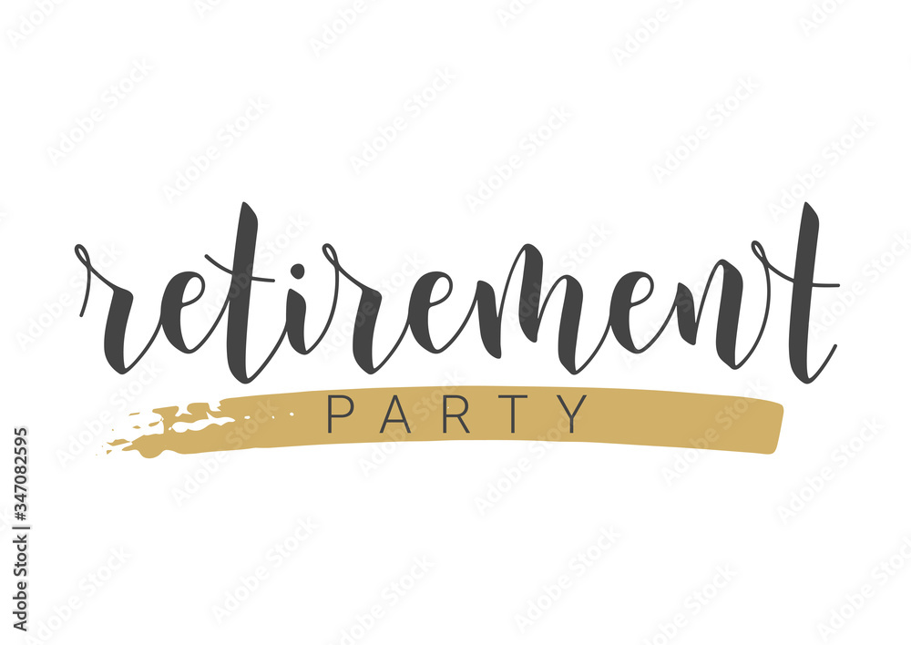 Handwritten Lettering of Retirement Party. Template for Greeting Card ...