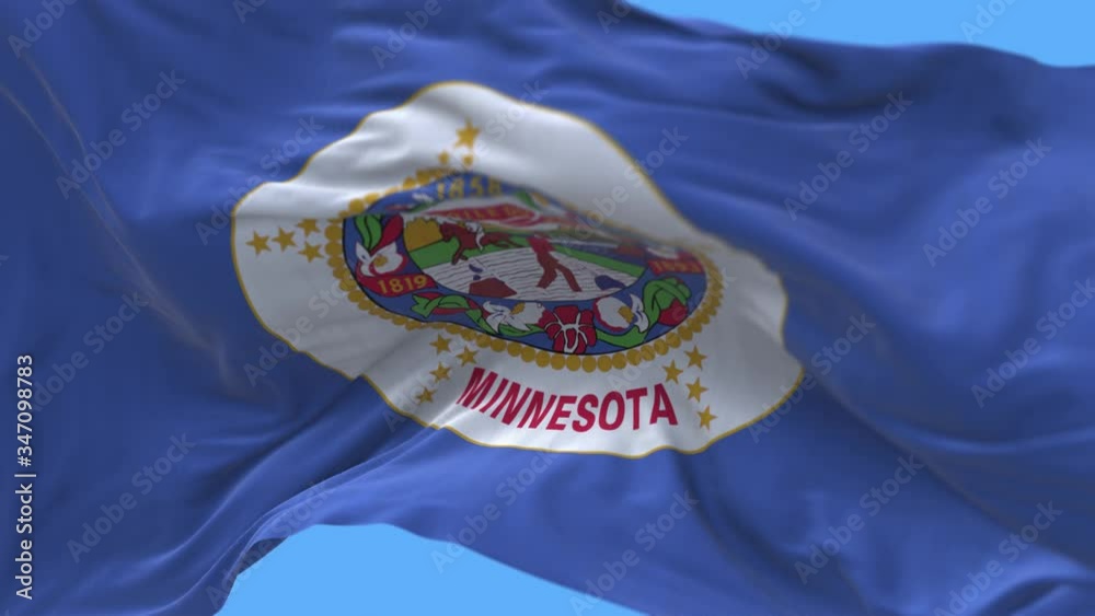 4k Minnesota flag;State in United States America;cloth texture slow ...