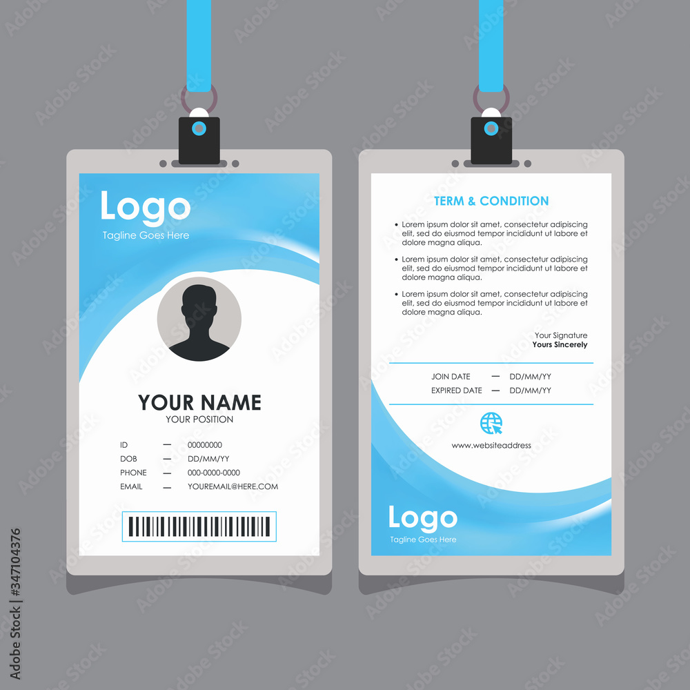 Abstract Soft Blue Curve Id Card Design, Professional Identity Card ...