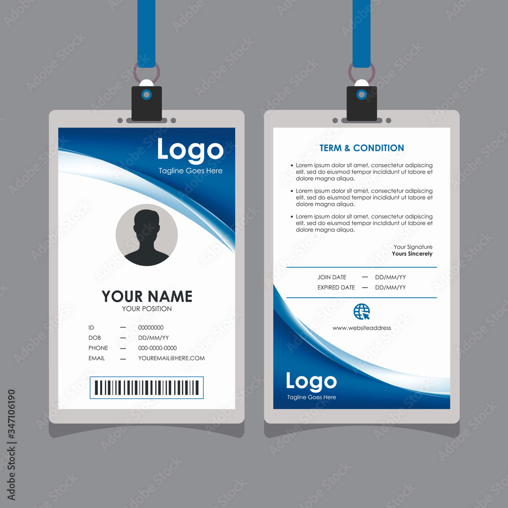 Abstract Elegant Blue Curve Id Card Design, Professional Identity Card ...